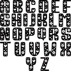 Flower Power Alphabet Clipart, Heart Clipart, Daisy Font, Clipart ...