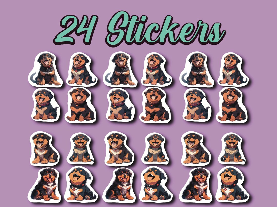 Anime Rottweiler Dog Stickers, Set of 24 Stickers, Journal Sticker, Die ...