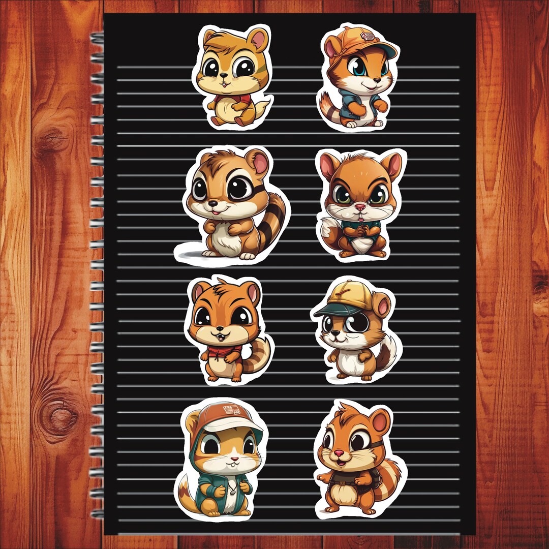 Kawaii Chipmunk Set of 24 Stickers, Sticker, Journal Sticker, Kawaii ...