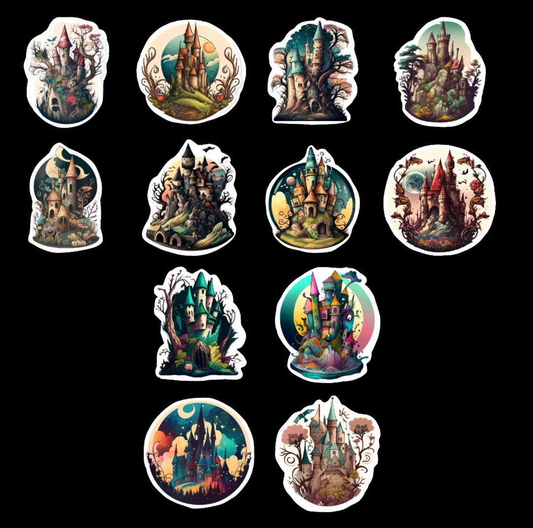 Fairytale Castles Stickers, Set of 24 Stickers, Sticker, Journal ...
