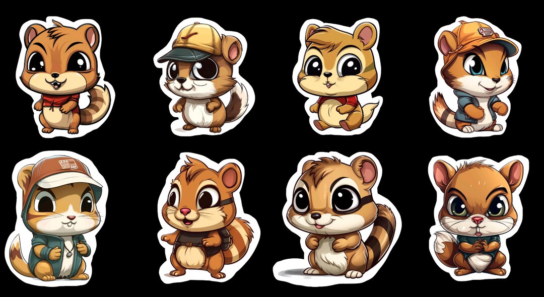 Kawaii Chipmunk Set of 24 Stickers Waterproof Sticker - Etsy