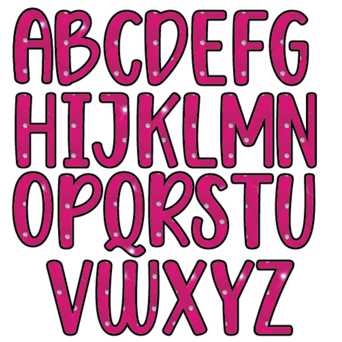 Magenta Bling Tufted Letters PNG With Diamonds Quilt Font | Etsy