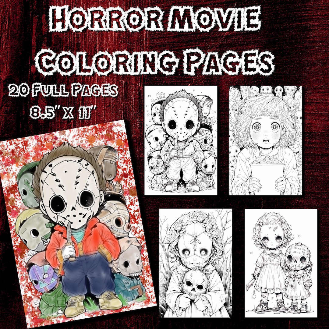 Horror Movie Coloring Pages: Scary Adult Coloring Book, 20 Digital ...