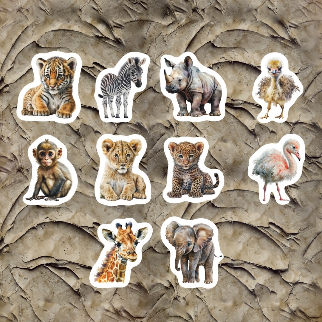 Safari Animal Stickers, Set of 20 Stickers, Safari Stickers, Animal ...