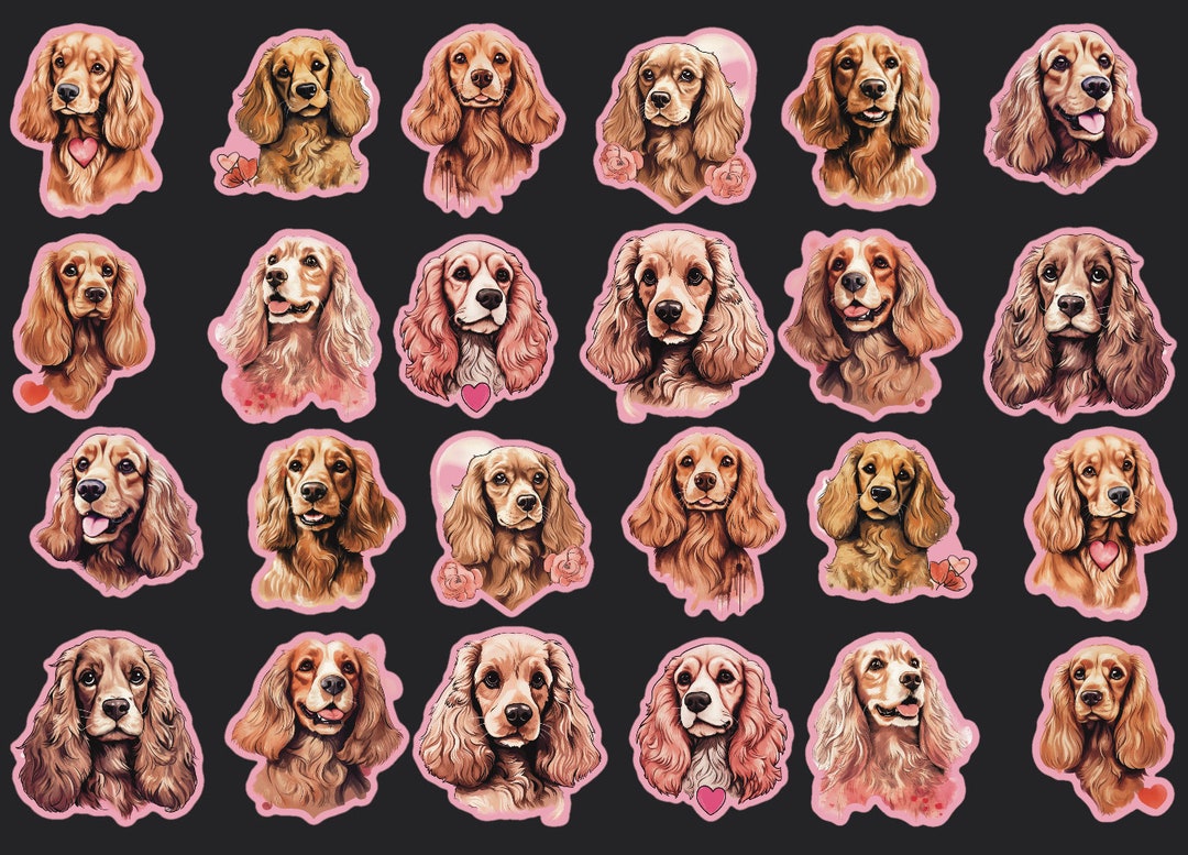 Cocker Spaniel Stickers, Set of 24 Stickers, Journal Sticker, Valentine ...