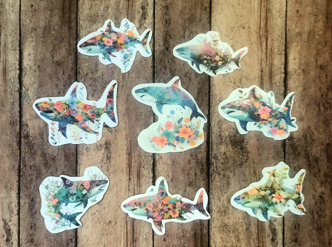 Shark, Set of 24 Sticker, Sticker, Journal Sticker, Die Cut Stickers ...