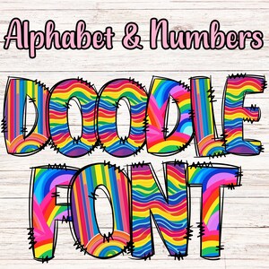 Rainbow Doodle Letters PNG With Doodle Outline, Colorful Clipart ...
