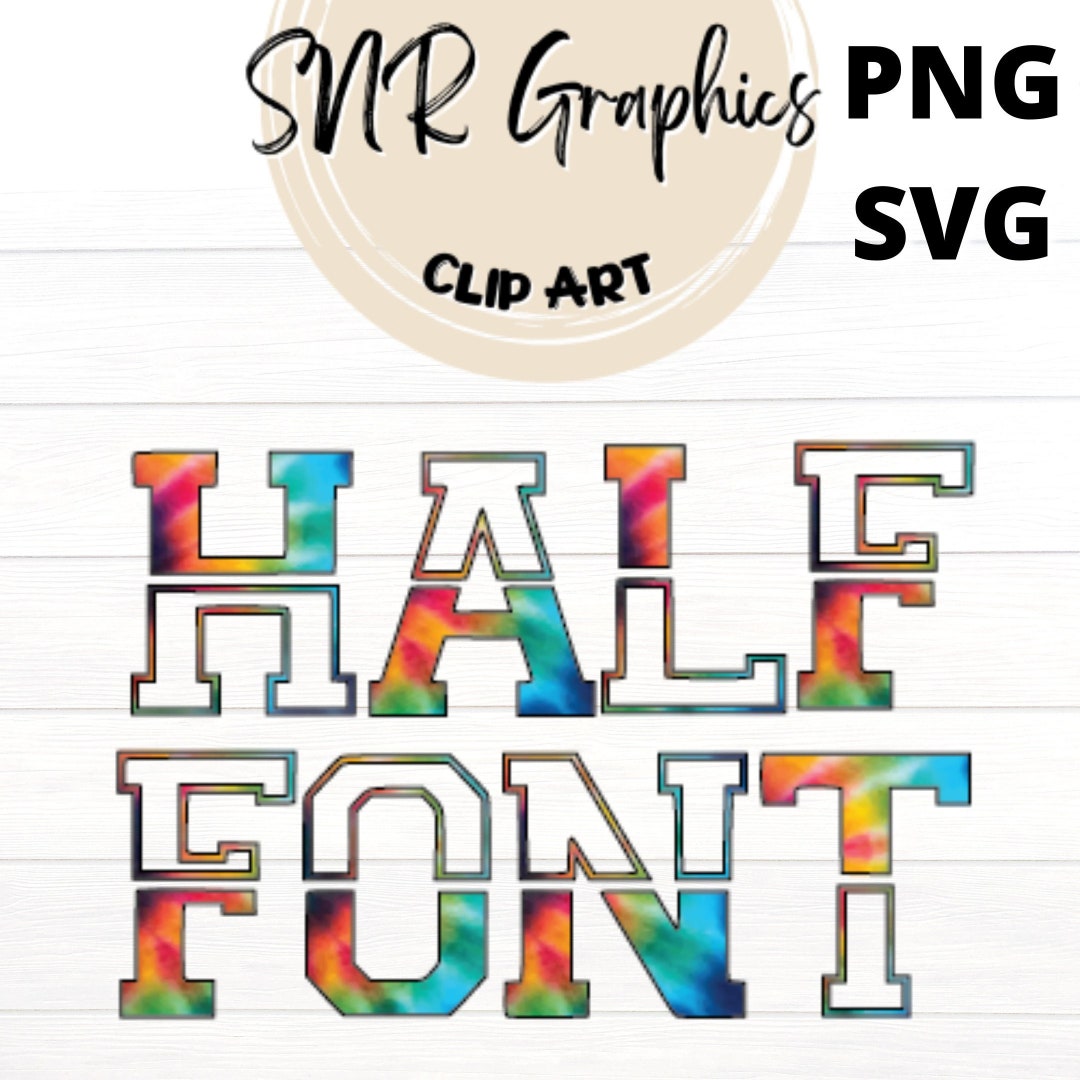 Tie Dye Half Font Letters PNG, Half Fill Font SVG, Clipart Alphabet ...