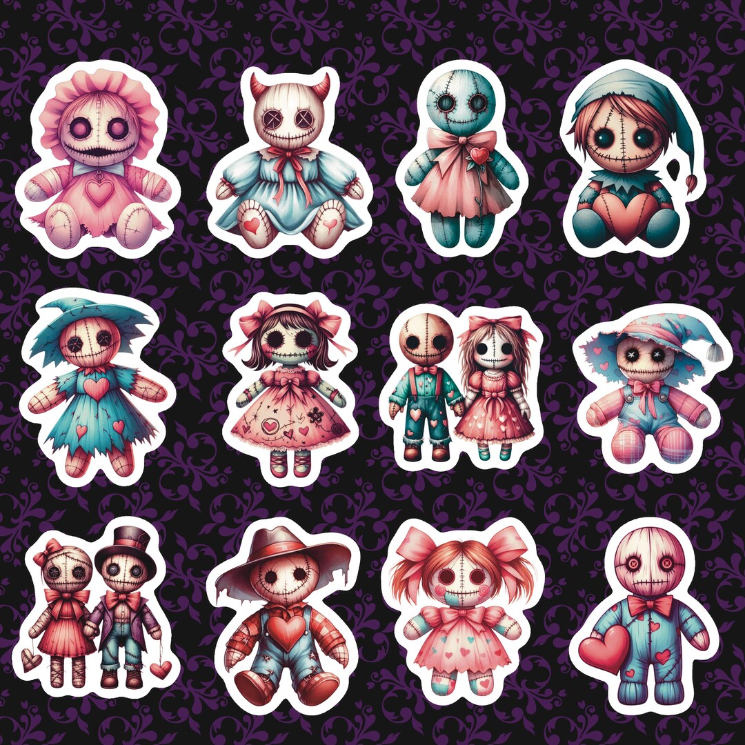 Voodoo Doll Stickers, Set of 24 Stickers, Creepy Sticker, Halloween ...