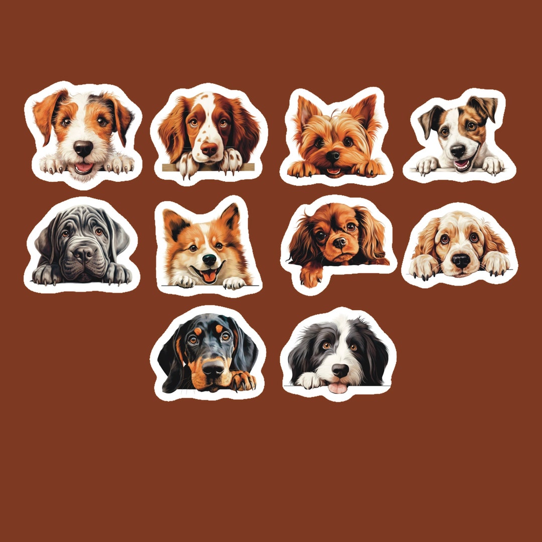 Peeking Dog Stickers, Set of 20 Stickers, Dog Stickers, Peeking ...