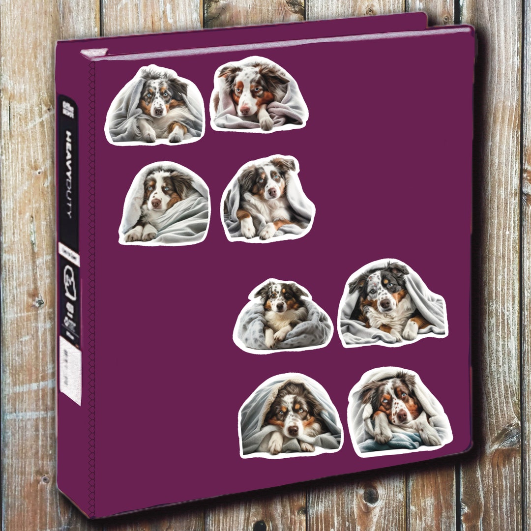Australian Shepherd in Blanket, Set of 24 Stickers, Sticker, Journal ...