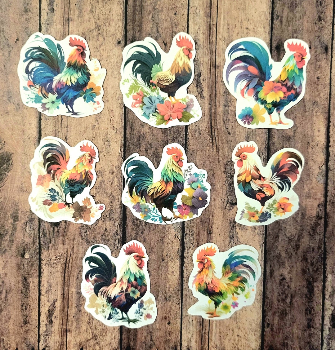 Rooster, Set of 24 Sticker, Sticker, Journal Sticker, Die Cut Stickers ...