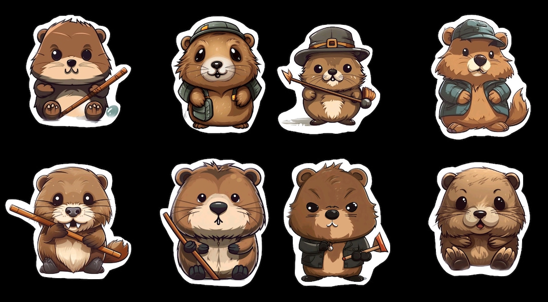 Kawaii Beaver Set of 24 Stickers, Sticker, Journal Sticker, Kawaii ...