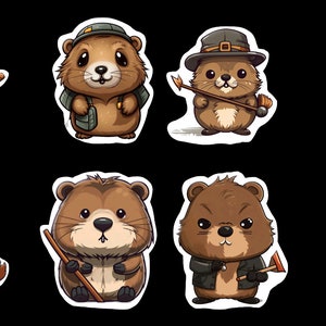 Kawaii Beaver Set of 24 Stickers, Sticker, Journal Sticker, Kawaii ...