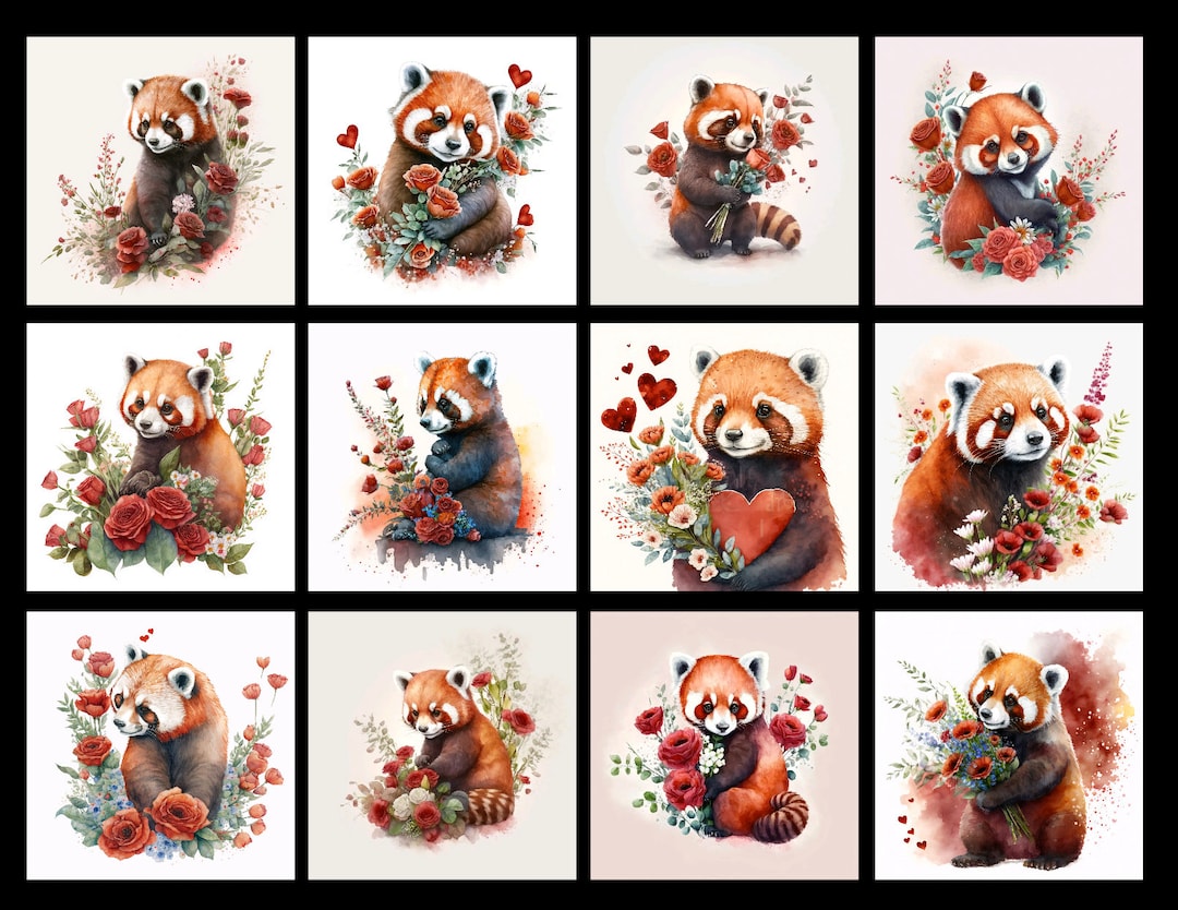 Red Panda Bear, Set of 24 Stickers, Sticker, Journal Sticker, Die Cut ...