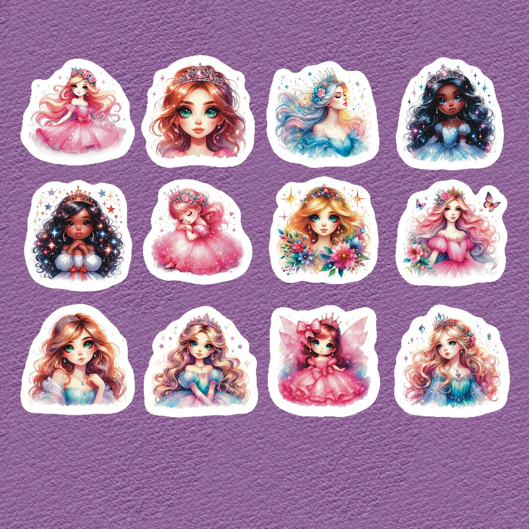 Pretty Princess Stickers, Set of 24 Stickers, Princess Stickers ...