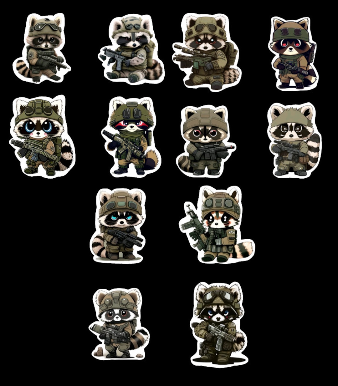 Raccoon Stickers, Set of 24 Stickers, Sticker, Journal Sticker, Die Cut ...