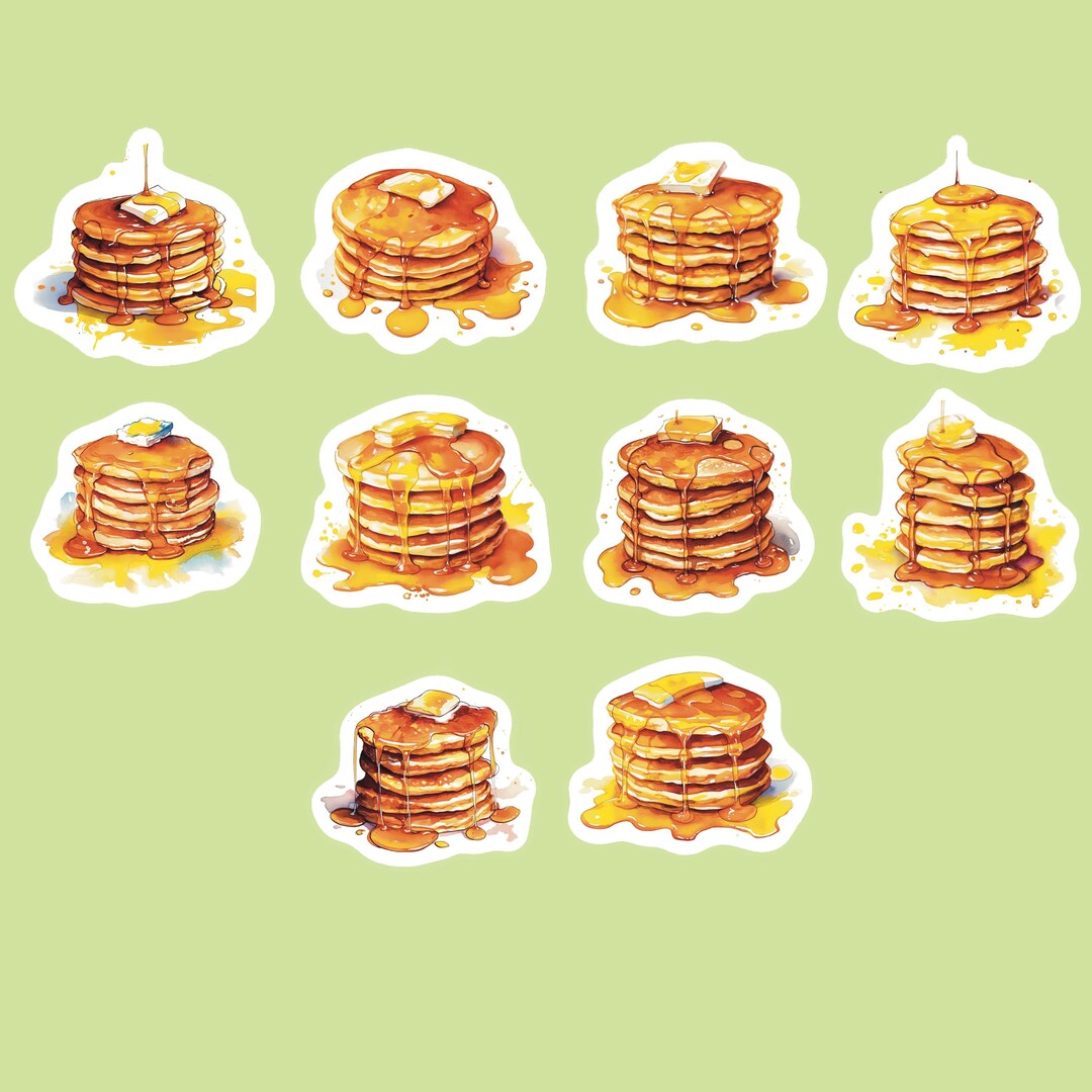 Pancakes Stickers, Set of 24 Stickers, Breakfast Sticker, Journal ...