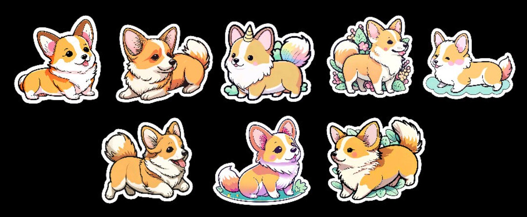 Kawaii Corgi Stickers, Set of 24 Stickers, Sticker, Journal Sticker ...