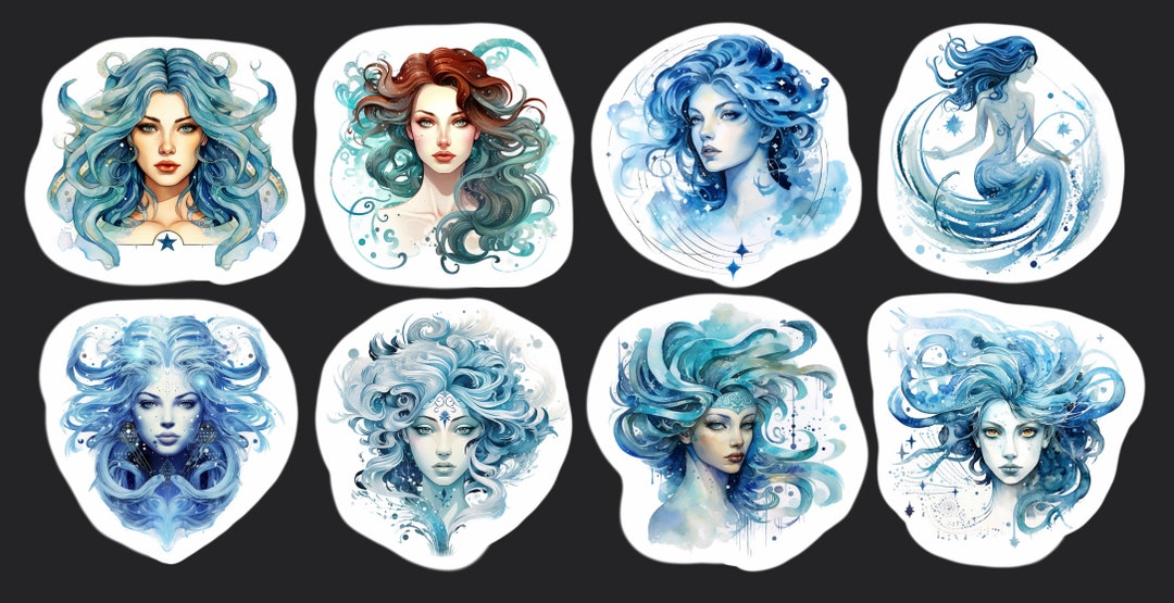 Aquarius Stickers, Set of 24 Stickers, Journal Sticker, Die Cut ...