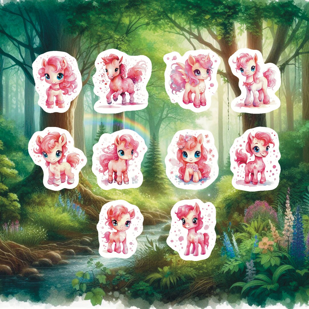 Pink Pony Stickers, Set of 20 Stickers, Pony Stickers, Horse Stickers ...