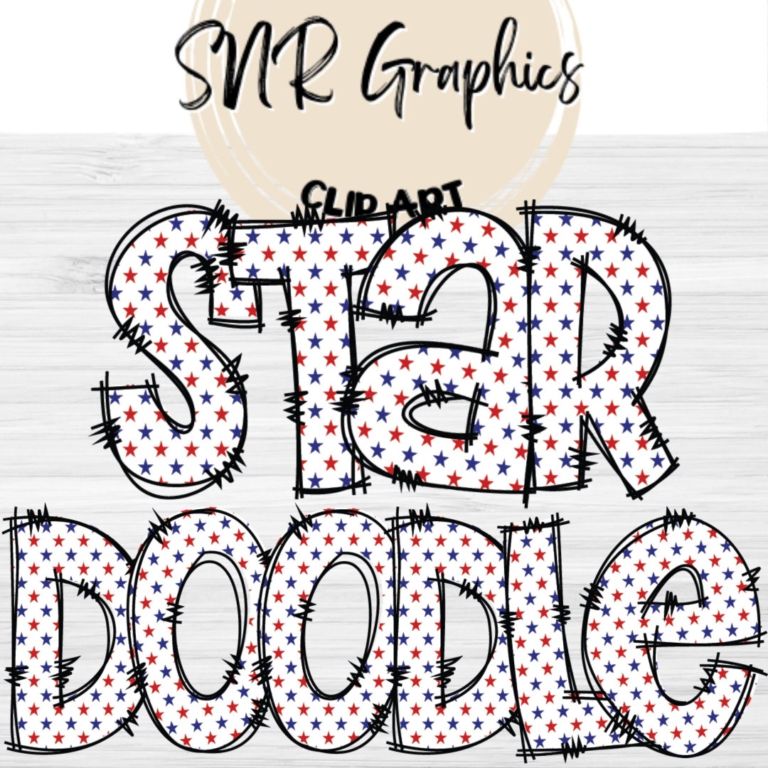 USA Star Doodle Letters PNG With Doodle Outline, America Clipart ...