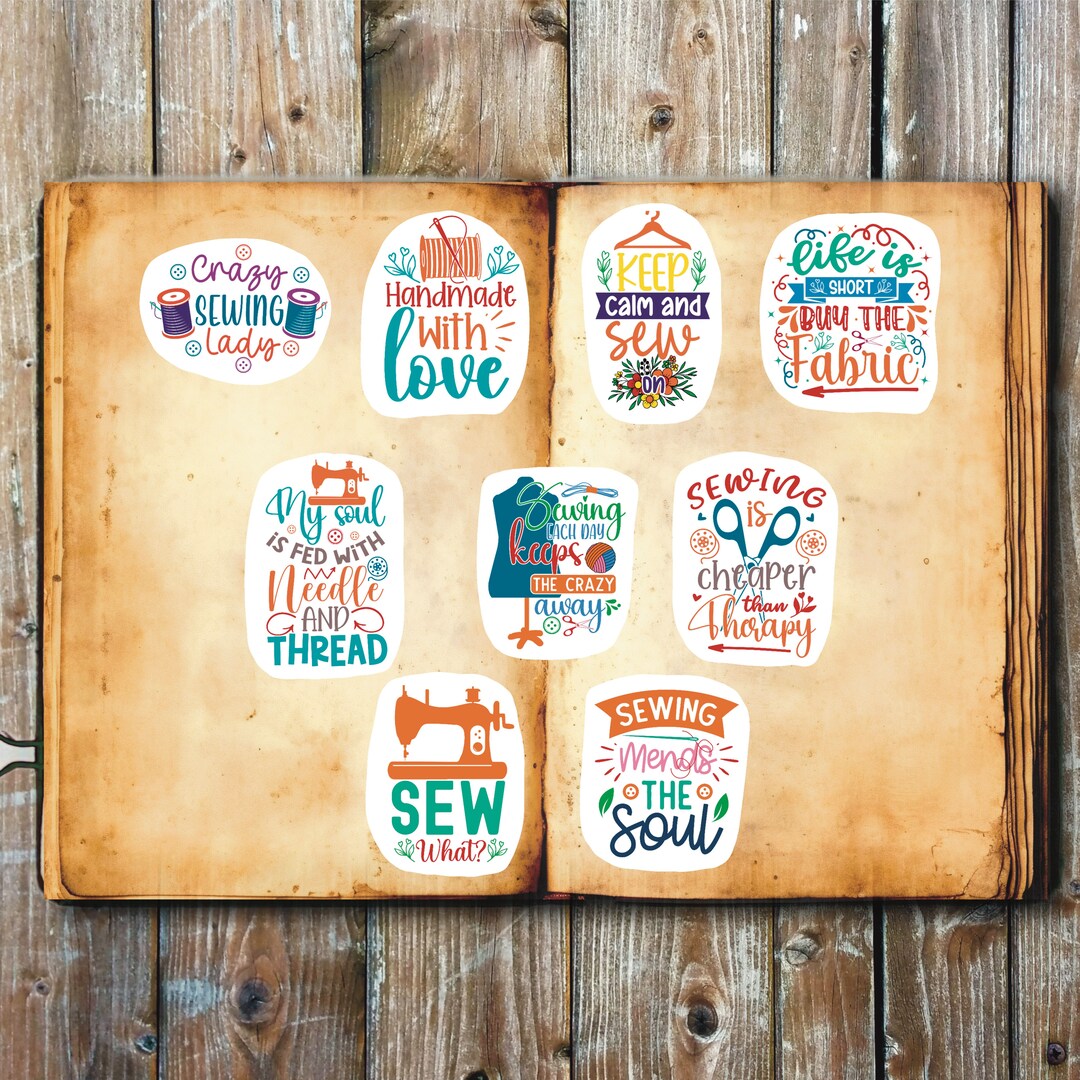 Sewing Saying Stickers, Set of 18 Stickers, Journal Sticker, Die Cut ...