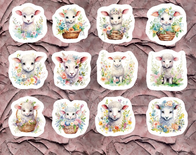 Little Lamb Sticker, Sunflower Lamb Sticker, Farm Sheep Sticker, Kawaii ...