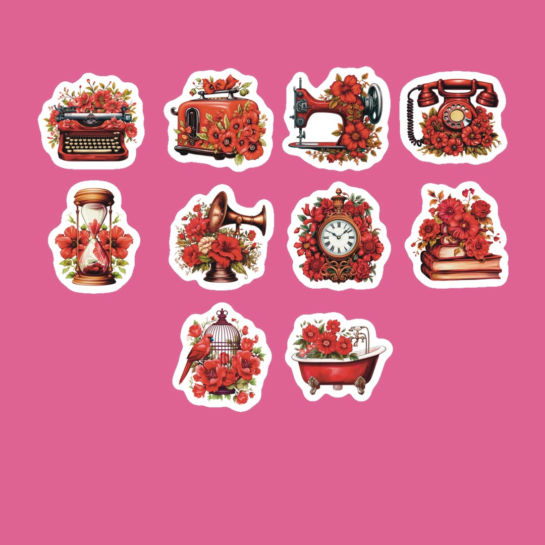 Valentine Aesthetic Stickers, Set Of 20 Stickers, Valentine Sticker 