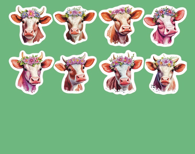 Cow Sticker Sheets, BIG Stickers, 2 Sheet Bundle, Farm Cow Planner ...