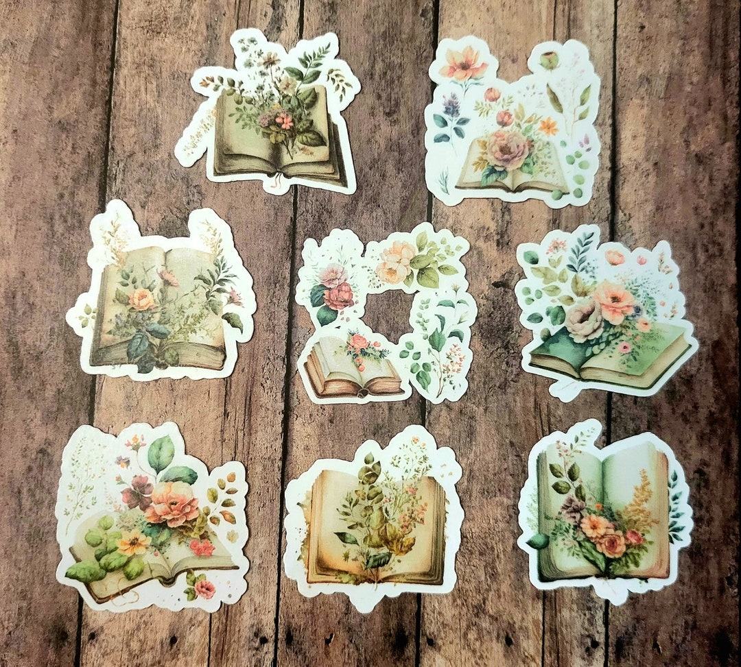 Watercolor Floral Books, Set of 8 Magnets, Book Magnets, Reading ...