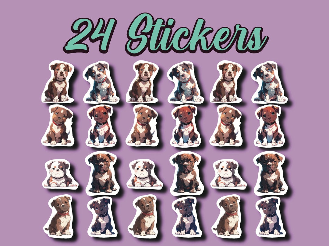 Anime Pitbull Dog Stickers, Set of 24 Stickers, Journal Sticker, Die ...