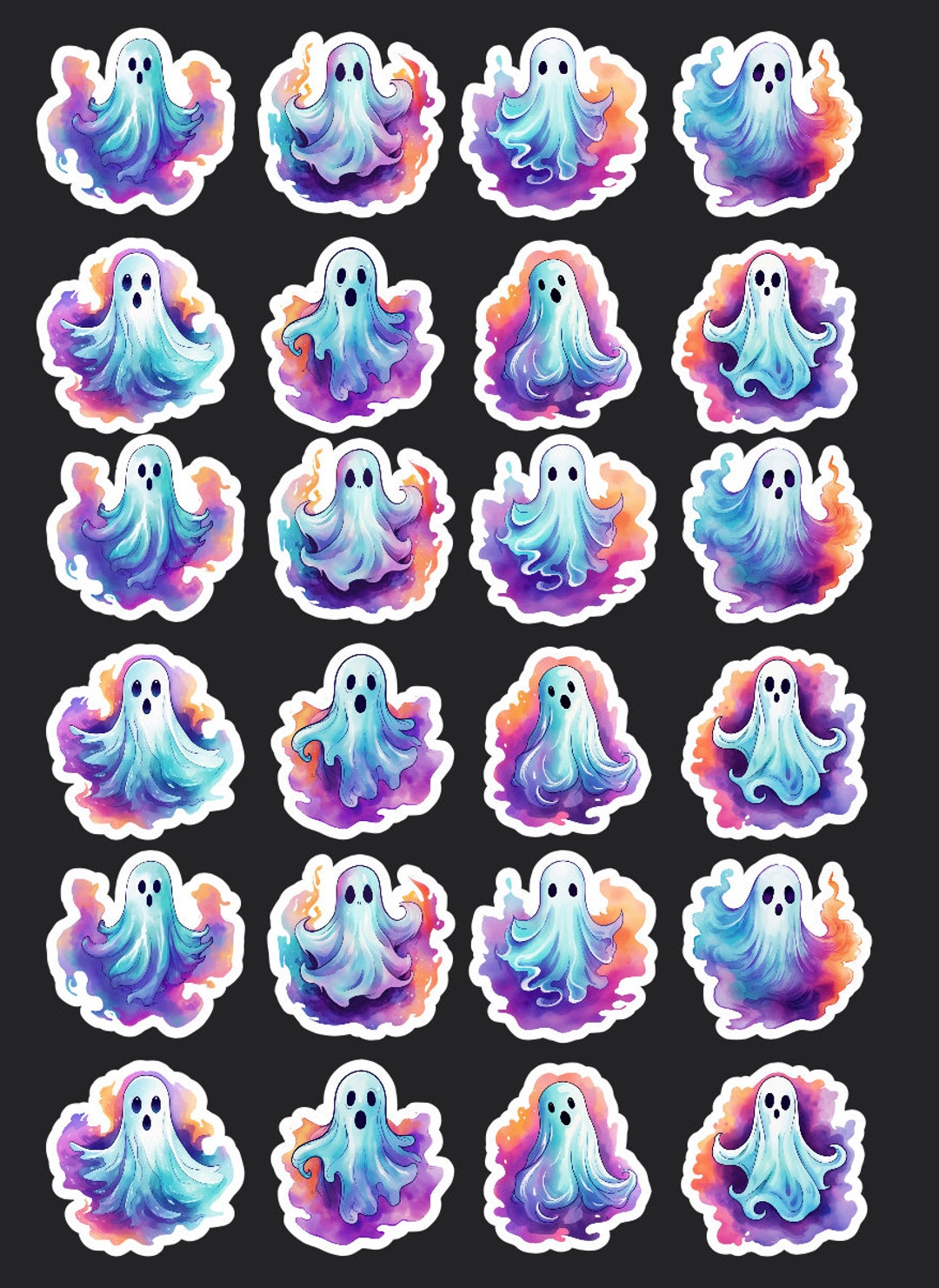 Ghost Stickers, Set 24 Stickers, Cute Ghost Stickers, Hand Drawn ...