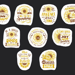 Sunflower Saying Stickers, Set of 18 Stickers, Journal Sticker, Die Cut ...