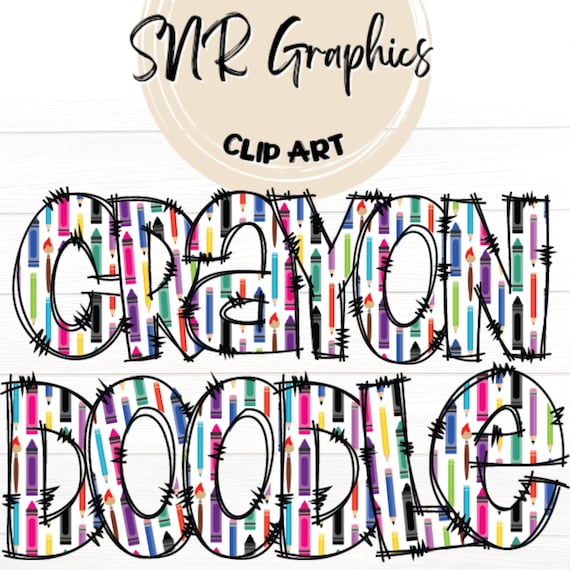 Crayon Doodle Letters PNG With Doodle Outline Teacher Font - Etsy