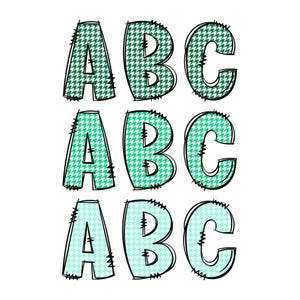 Green Houndstooth Doodle Letters PNG With Doodle Outline, Clipart ...