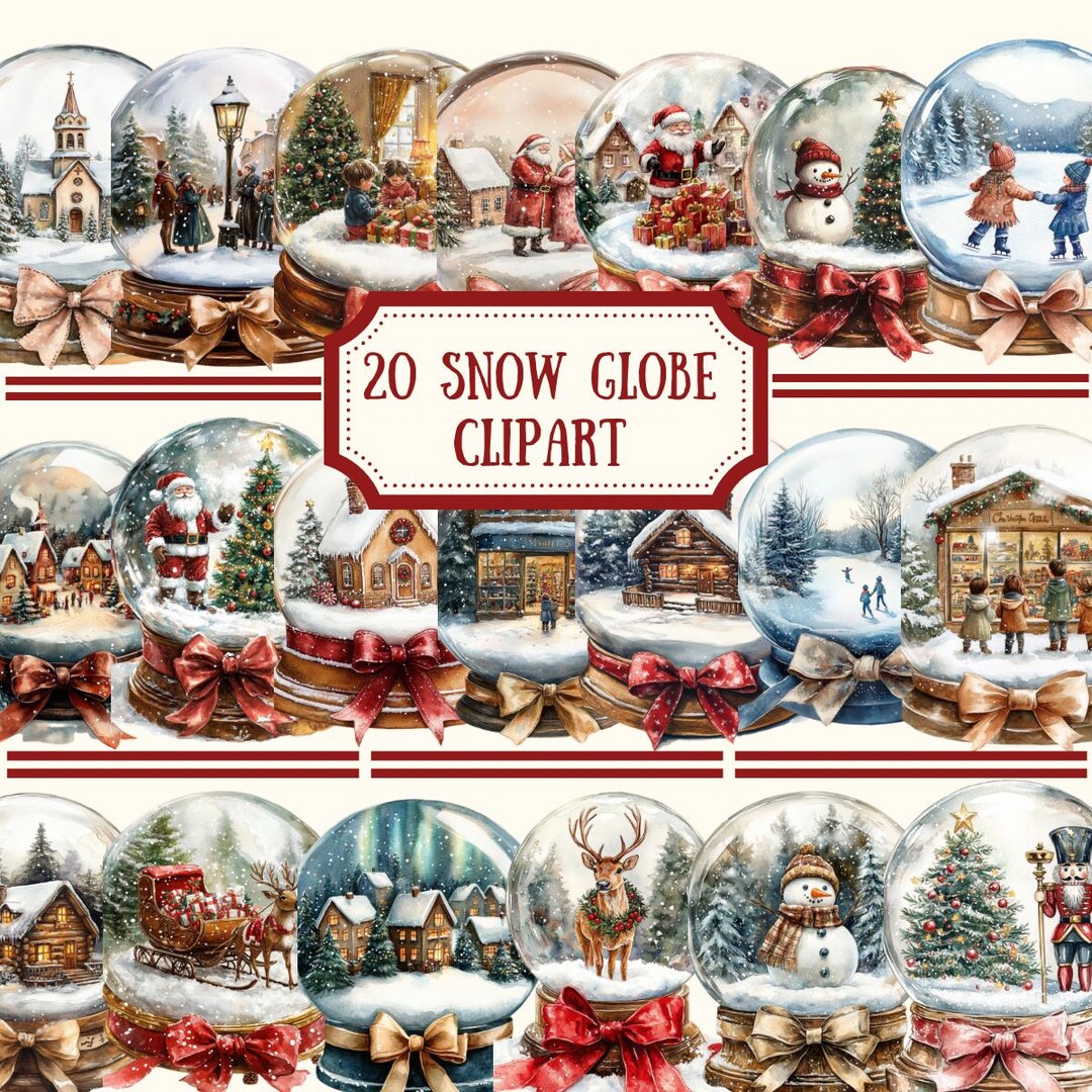 20 PNG Christmas Clipart | Cute Christmas Snow Globe | Digital Download ...