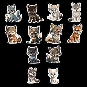 Baby Wolves Stickers, Set of 24 Stickers, Sticker, Journal Sticker, Die ...