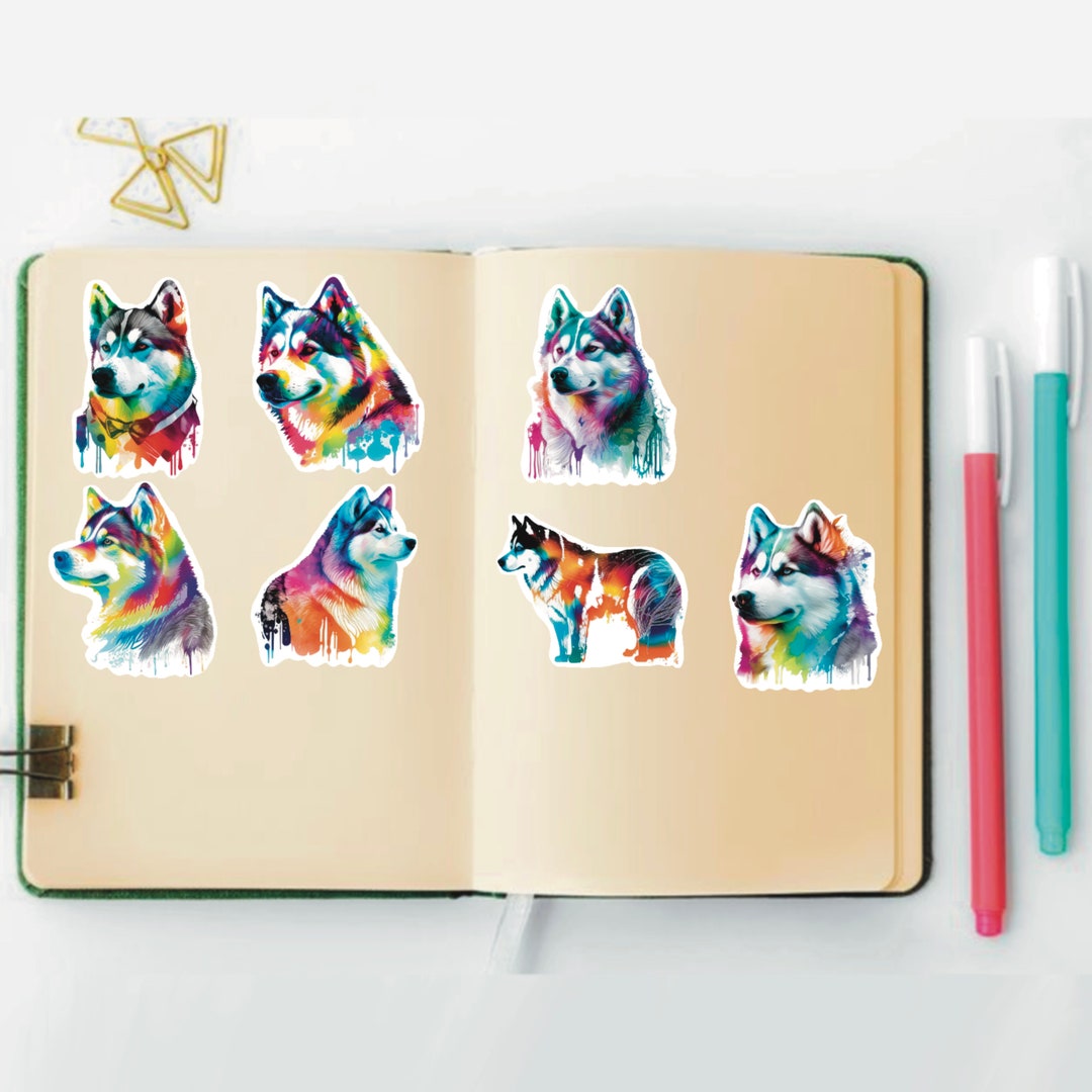 Husky Tie Dye, Set of 21 Stickers, Sticker, Journal Sticker, Die Cut ...