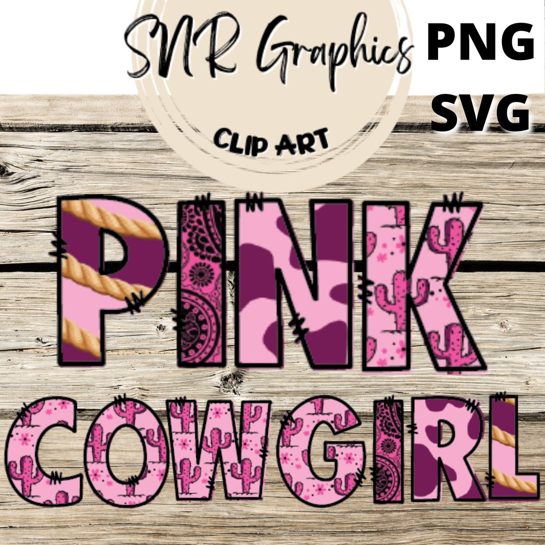 Pink Cowgirl Doodle Letters PNG With Doodle Outline, Western Font SVG ...