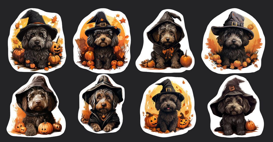 Halloween Labradoodle Stickers, Set 24 Stickers, Dog Sticker, Journal ...