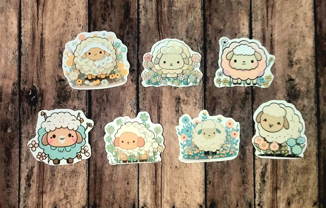 Floral Sheep, Lamb, Set of 21 Sticker, Sticker, Journal Sticker, Die ...