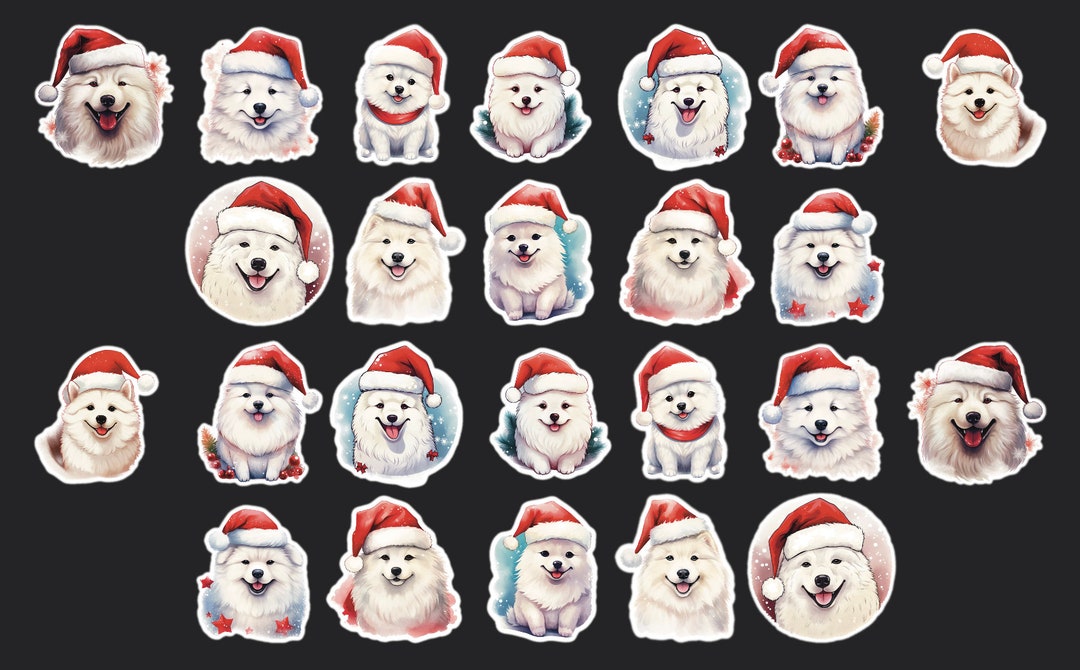 Samoyed Stickers, Set of 24 Stickers, Christmas Stickers, Journal ...