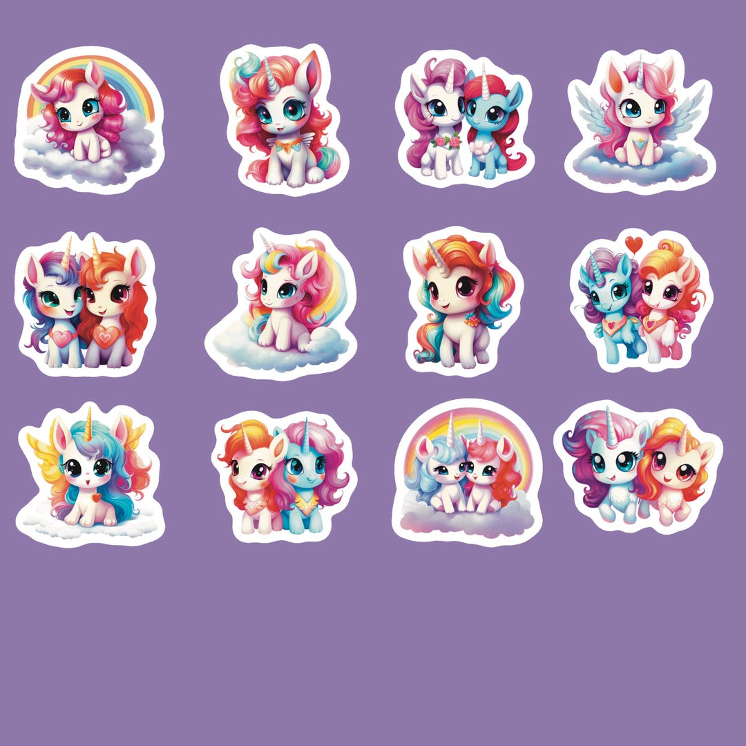 Unicorn Stickers, Set of 24 Stickers, Laptop Stickers, Water Bottle ...