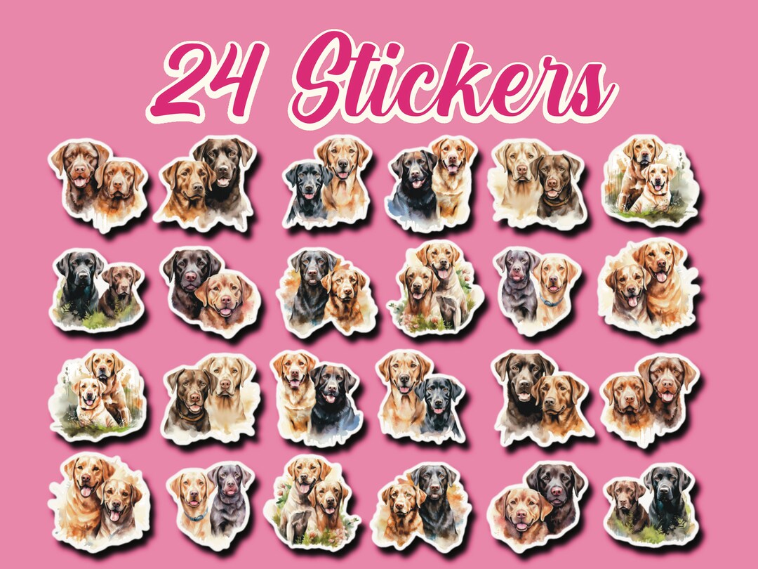 Labrador Stickers, Set 24 Stickers, Love Stickers, Couple Sticker, Dog ...
