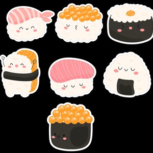 Kawaii Sushi Stickers, Set of 33 Stickers, Sticker, Journal Sticker ...