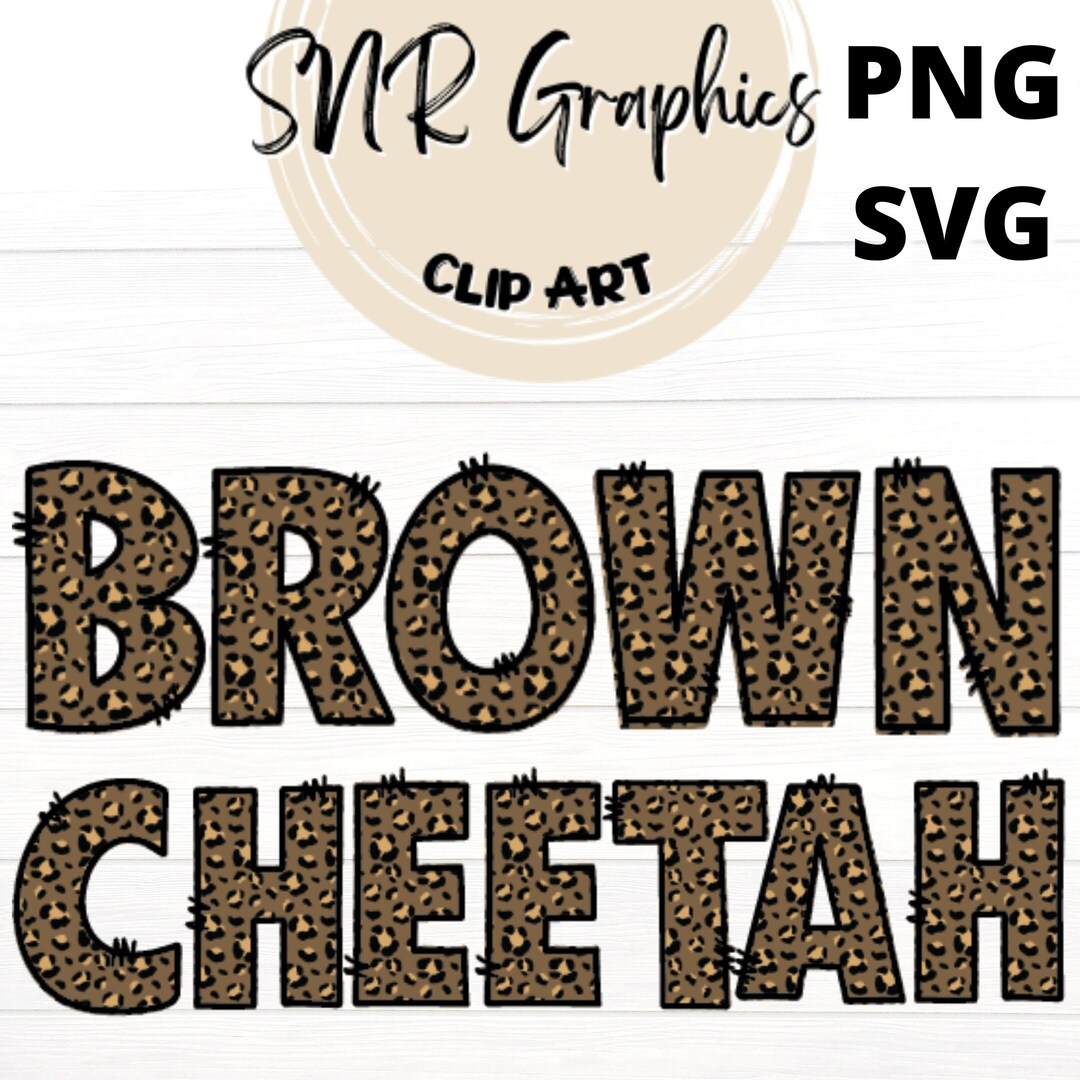 Brown Cheetah Print Doodle Letters PNG With Doodle Outline, Leopard ...