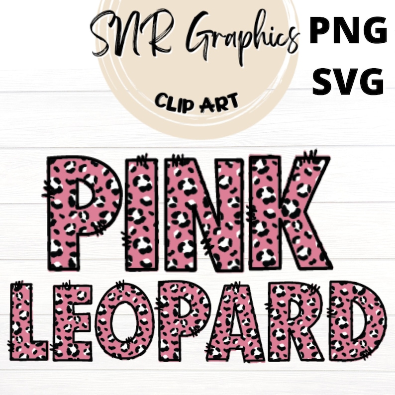 Pink Leopard Print Doodle Letters PNG With Doodle Outline - Etsy