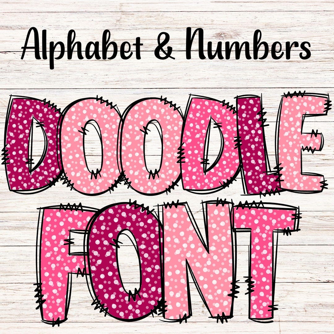 Pink Confetti Doodle Letters PNG With Doodle Outline, Clipart Alphabet ...