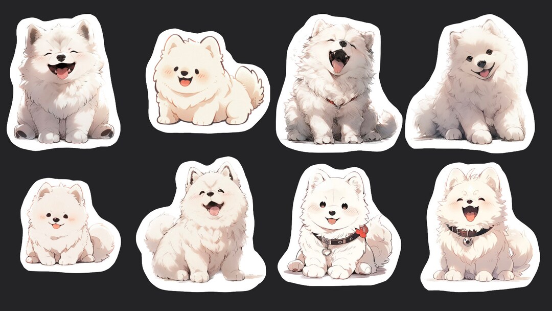 Anime Samoyed Dog Stickers Set of 24 Stickers Journal - Etsy
